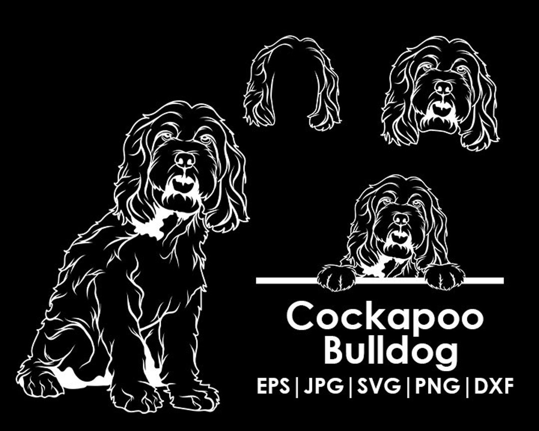 Cockapoo-bulldog Dog Head, Full Body, Peeking, Dog Ear, Files Cricut ...