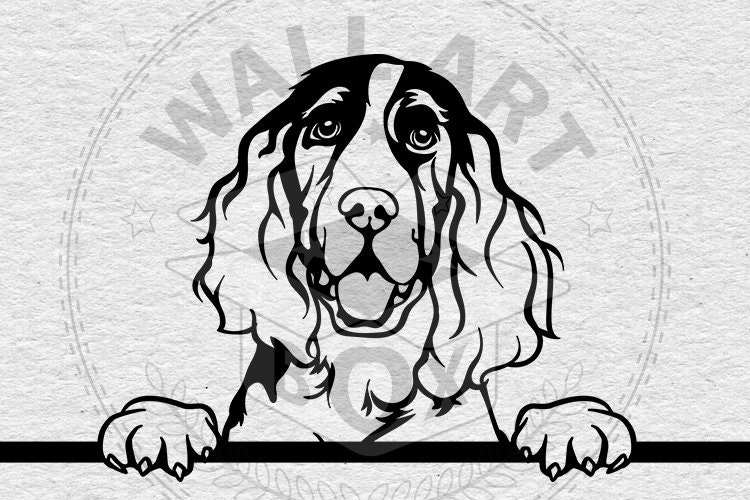 Springer Spaniel Svg Dog Full Body Peeking Head Ears Files for - Etsy