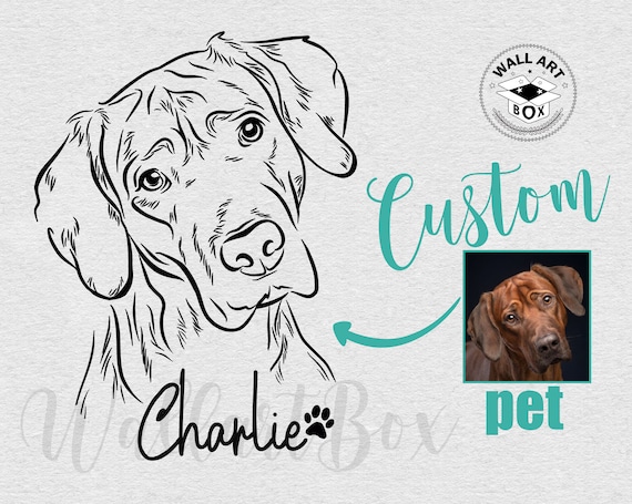 Custom Pet Ear Outline Digital Hand Drawn Dog Line Drawing - Etsy
