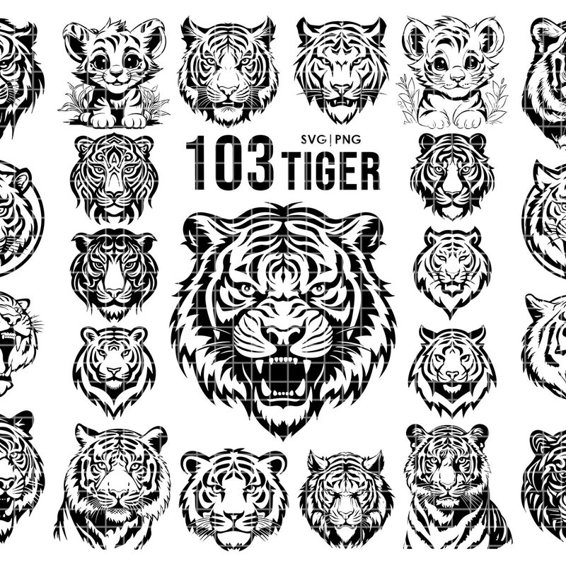 Tiger Logo Outline Png - Etsy