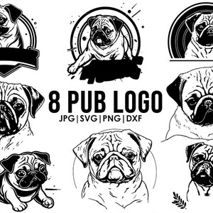 25 Pug Dog SVG Mega Bundle Drawing Ear,full Body,peeking,silhouette ...