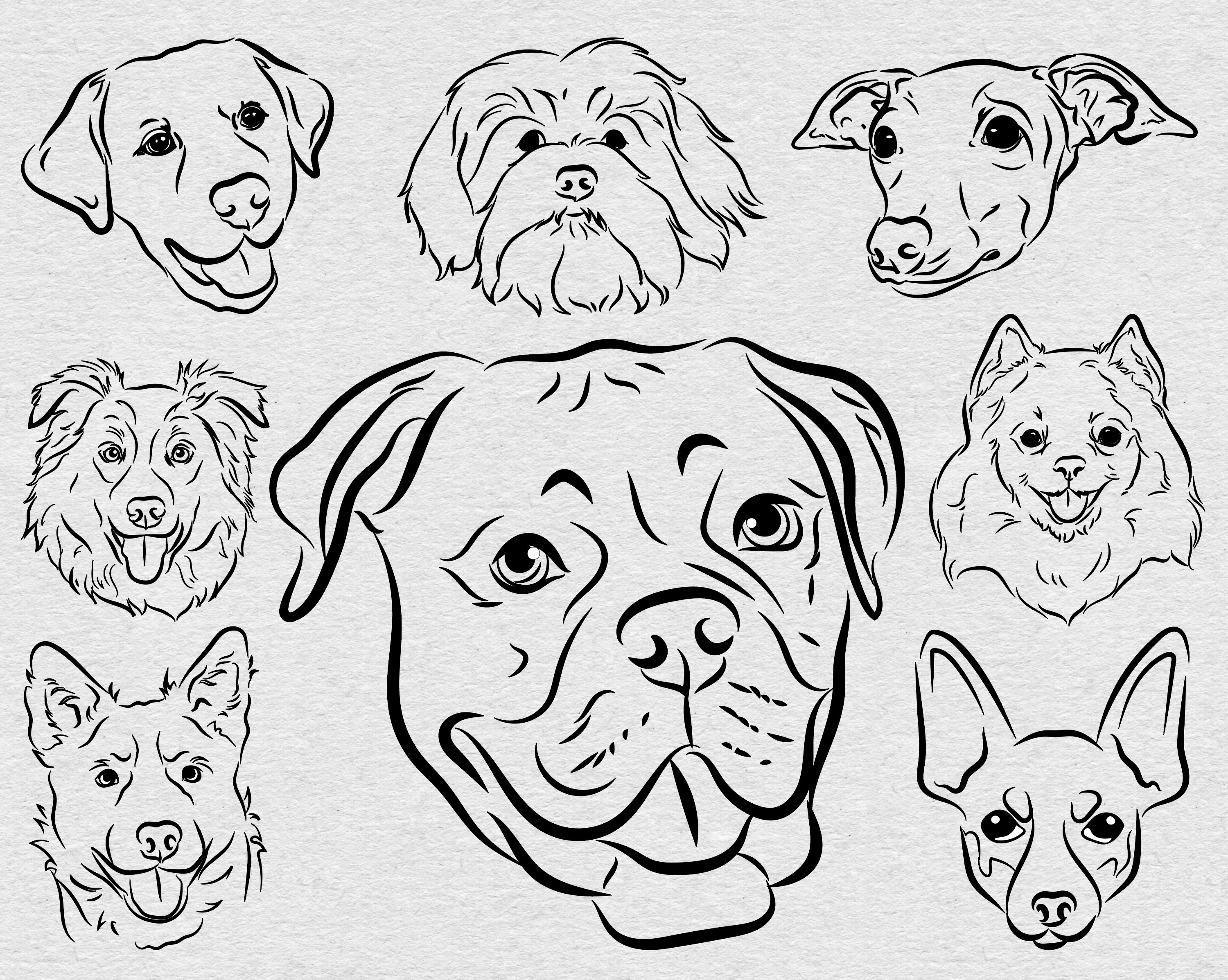 Dog Head Svg Bundle, 50 Dog Drawing Svg, Dog Lover Svg, Dog Moma Svg ...