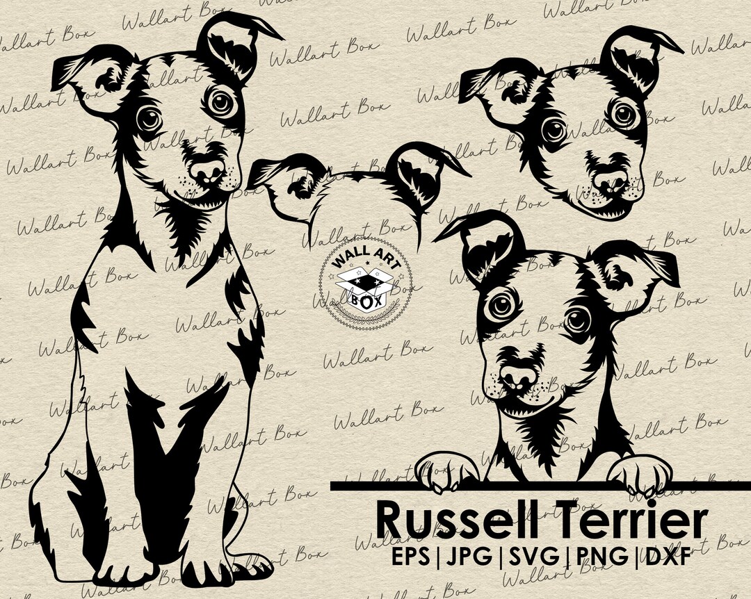 Jack Russell Terrier Svg Dog Full Body Peeking Head Ears Files for ...