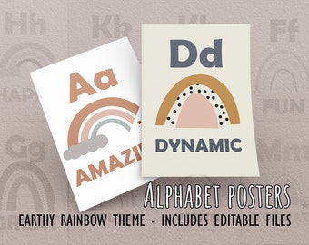 BOHO RAINBOW Editable Classroom Posters | Neutral Rainbow Classroom ...