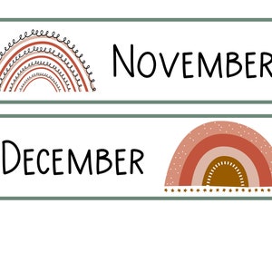 Boho Rainbow Days and Months Flashcards | Desert Neutral Classroom ...