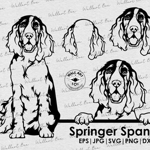 Springer Spaniel Svg Dog Full Body Peeking Head Ears Files for Cricut ...