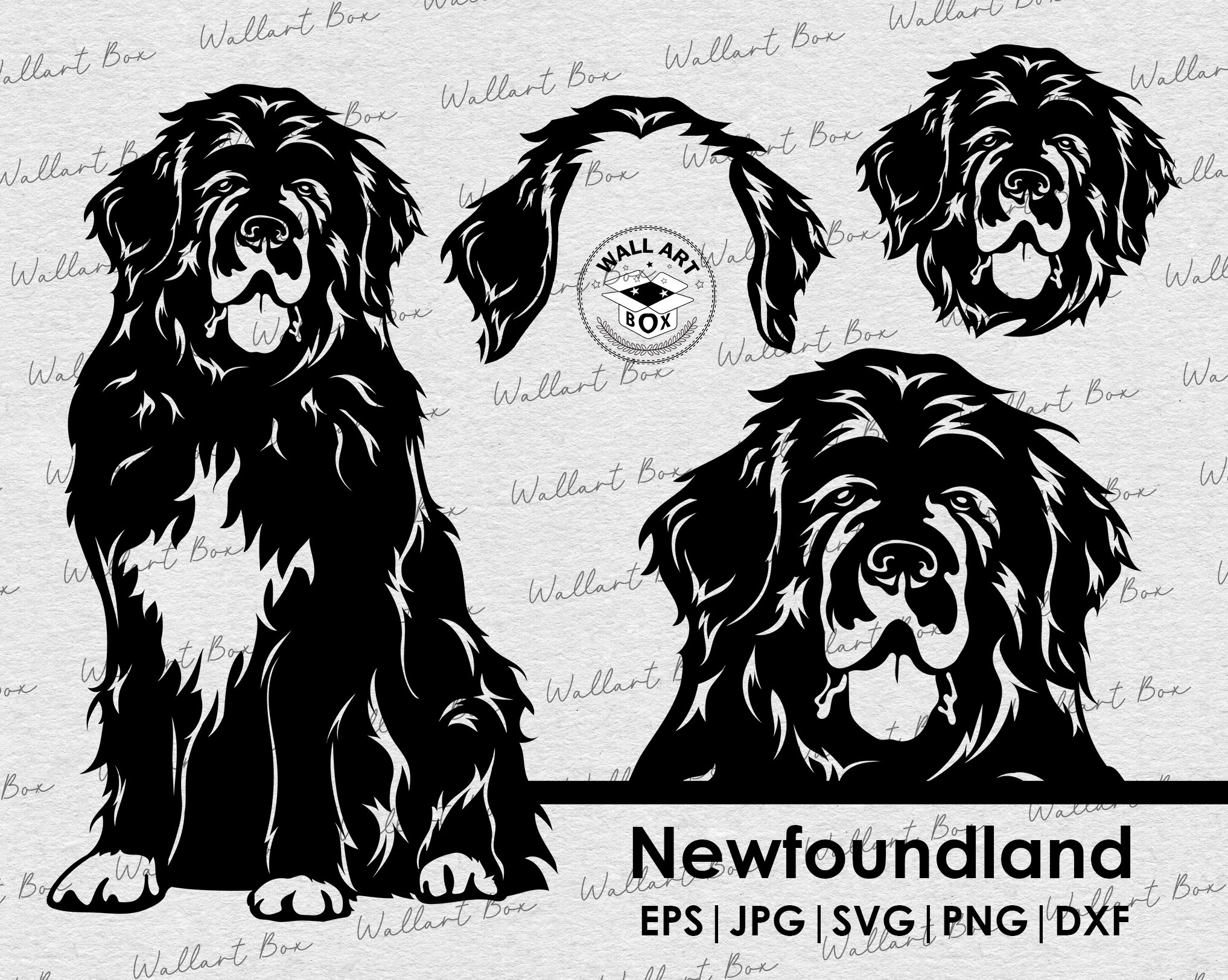 Newfoundland-dog Svg Full Body Peeking Head Ears Files for - Etsy