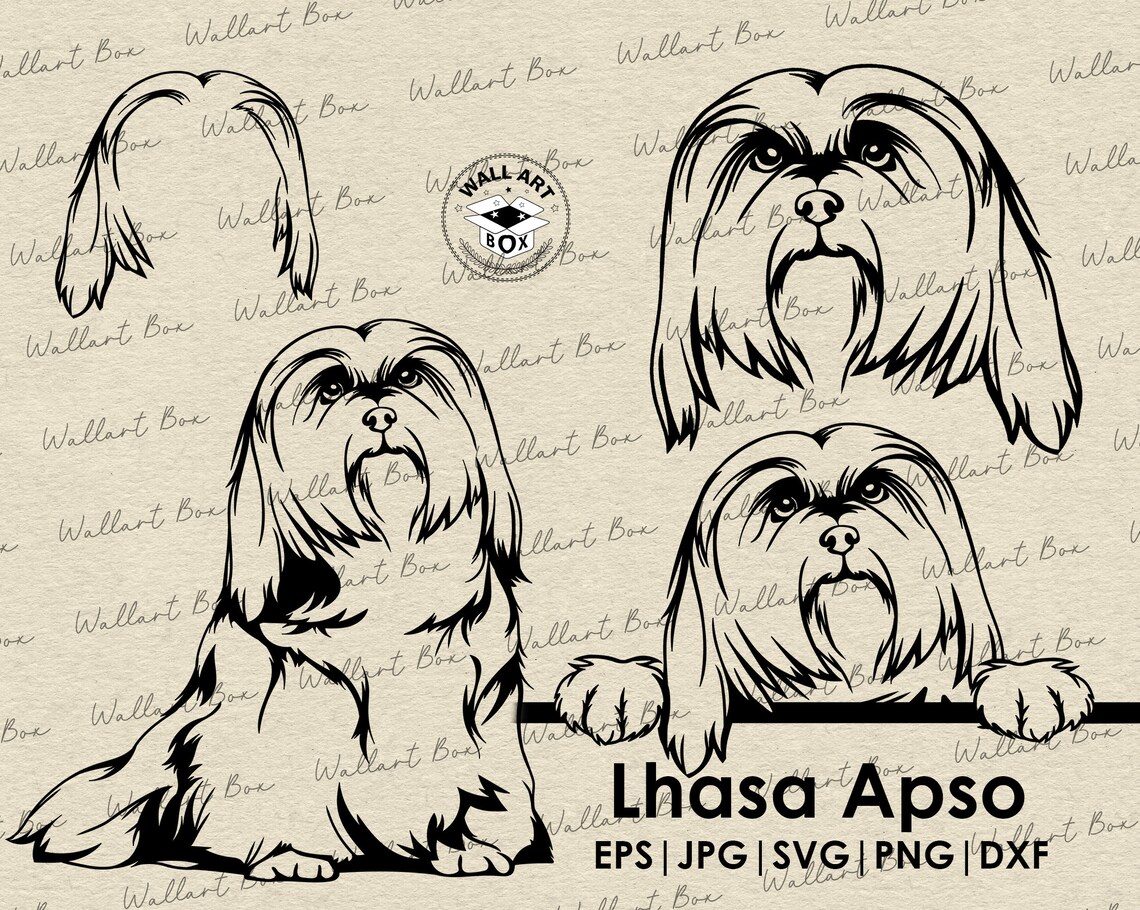 Lhasa Apso Svg Cut File Dog Peeking for Cricut Lhasa Apso Full Body ...