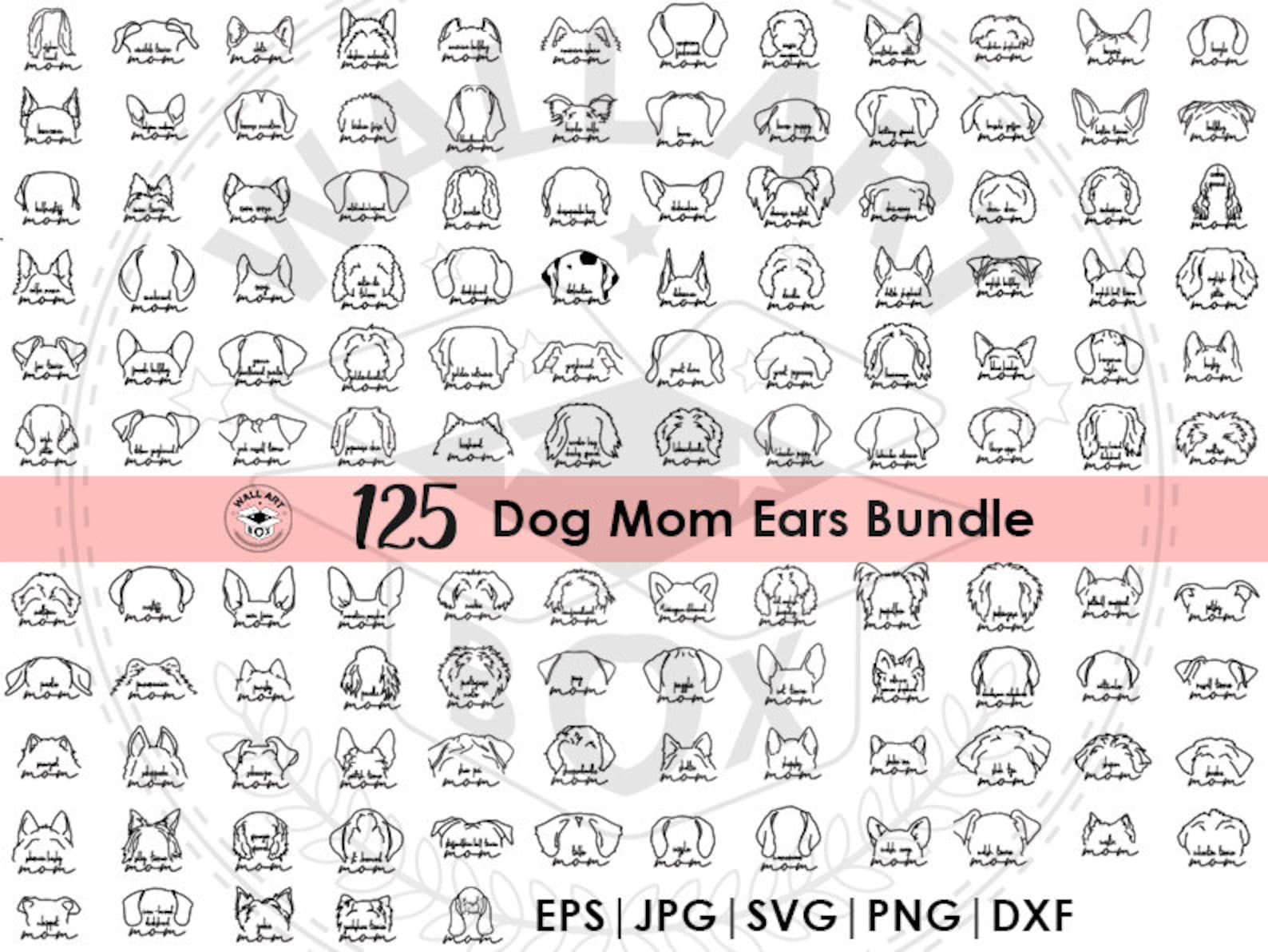 125 DOG Ears Breed Line Drawing, Clip Art, PNG File, SVG File Pet Ear ...
