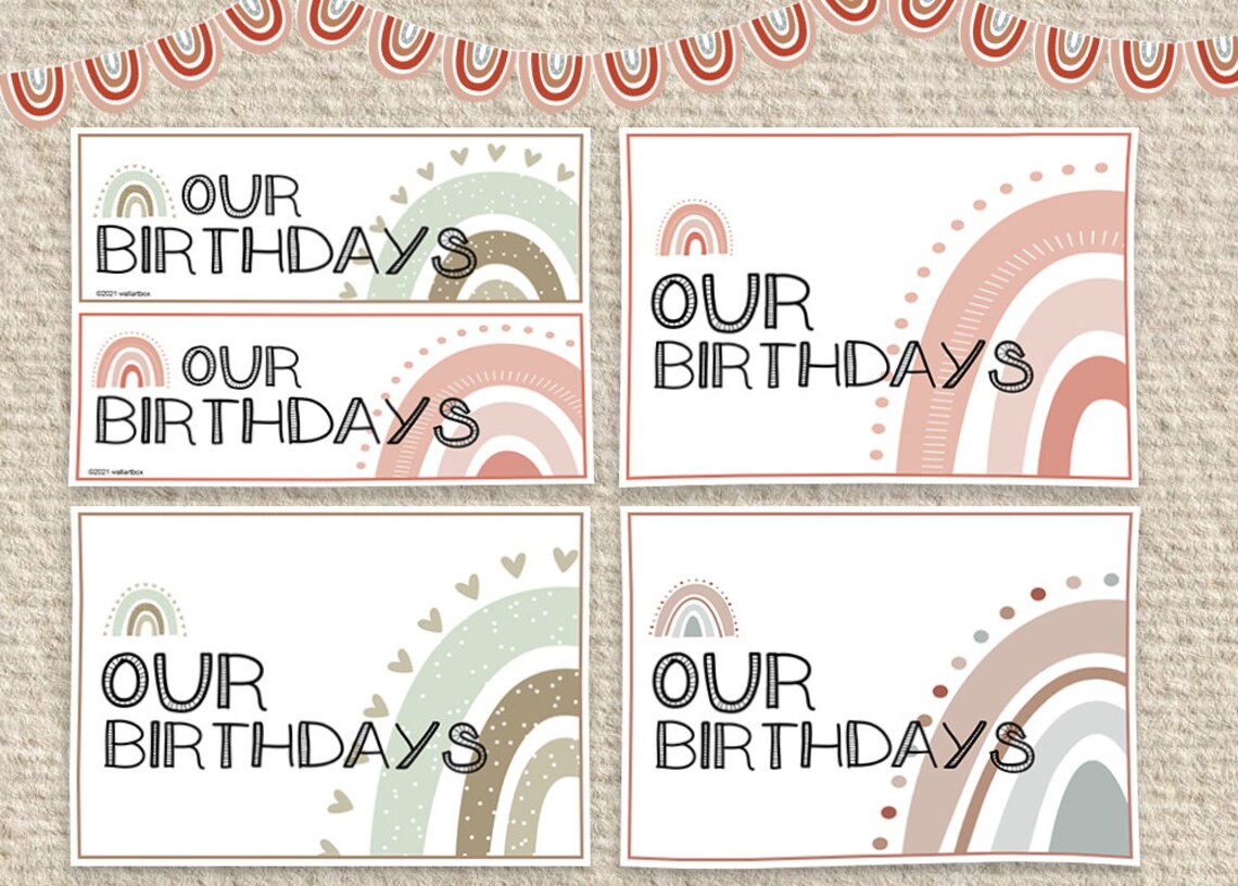 Boho Rainbow Birthday Classroom Display Classroom Monthly | Etsy