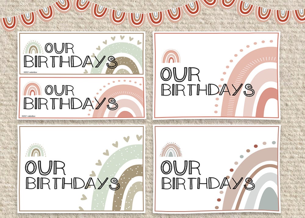 Boho Rainbow Birthday Classroom Display Classroom Monthly | Etsy