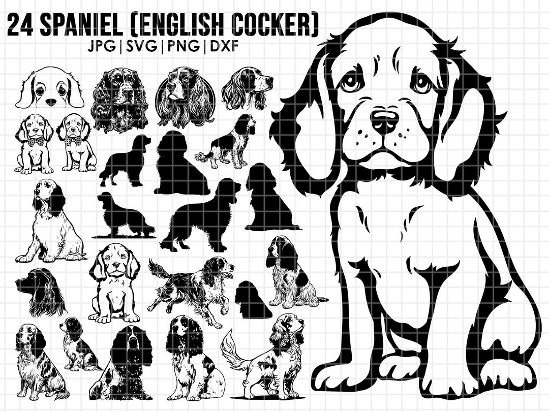 24 Spaniel english cocker Svg Bundle| Dog Svg Files for Cricut| Peeking ...