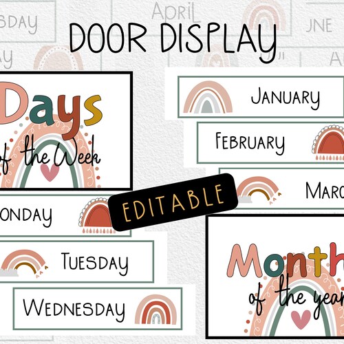 Boho Rainbow Days and Months Flashcards Desert Neutral - Etsy