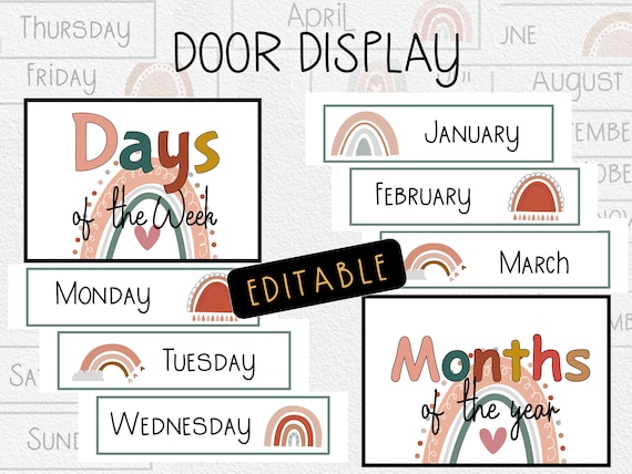 Boho Rainbow Days and Months Flashcards Desert Neutral | Etsy