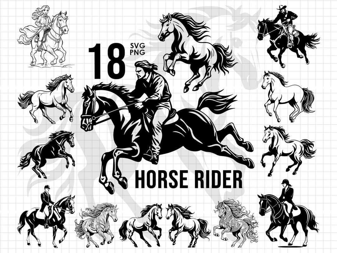 Horse Rider Svg Bundle, Vector, Cricut, Digital Download, Png Bundle ...