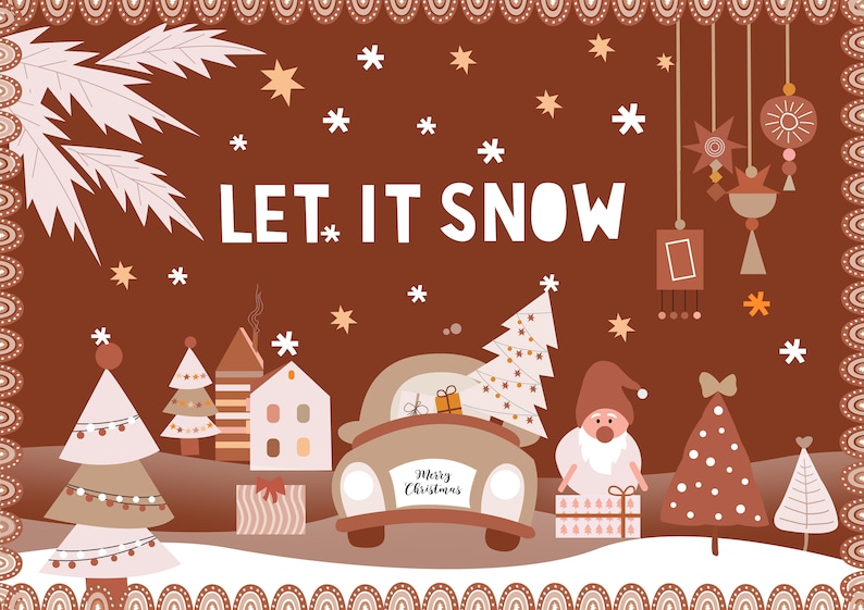 Boho Rainbow Christmas Bulletin Board Classroom Door Decor | Etsy