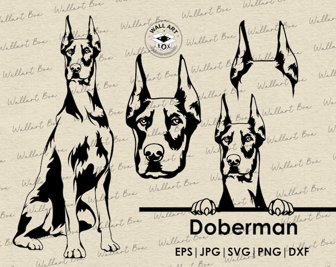 Doberman Svg, Dog SVG Files for Cricut, Natural Doberman Pinscher ...