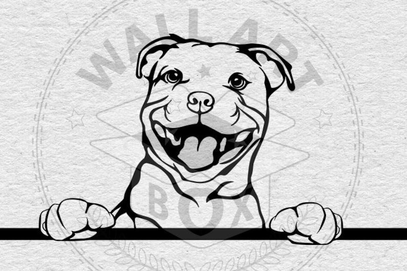 Staffordshire Bull Terrier Dog Svg| Dog Full Body Peeking Head Ears ...