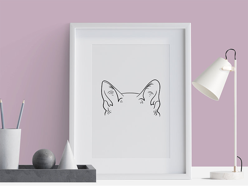 Cat Ears Line Drawing Bundle | 50 Cat Breeds Ears | Kitten Svg| Line ...