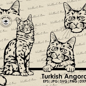 Turkish Angora Cat Svg| Cat Full Body Peeking Head Ears Digital Files ...