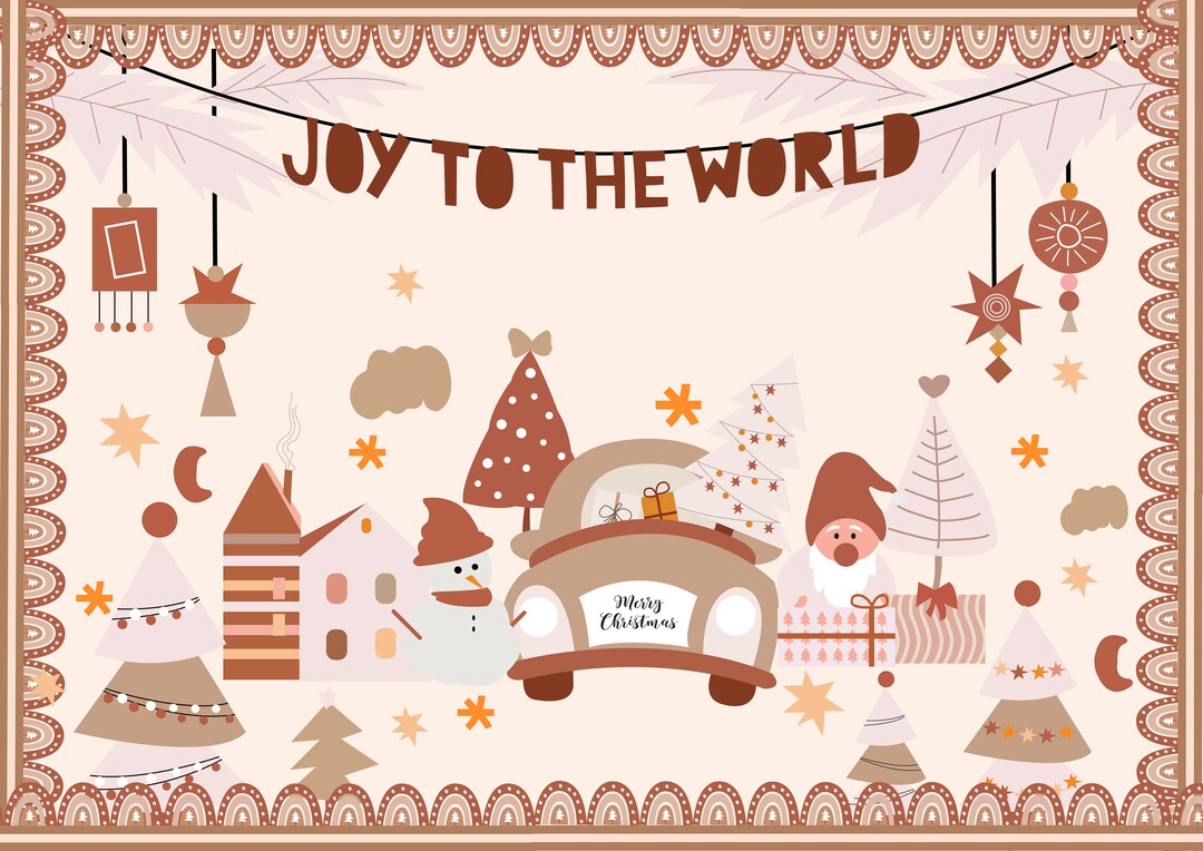 Boho Rainbow Christmas Bulletin Board, Classroom Door Decor, Boho ...