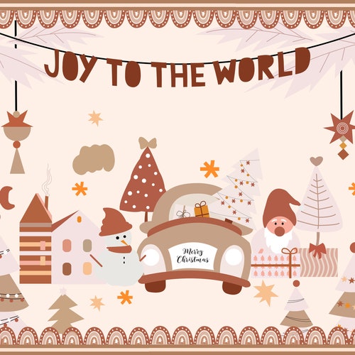 Boho Rainbow Christmas Bulletin Board Classroom Door Decor - Etsy