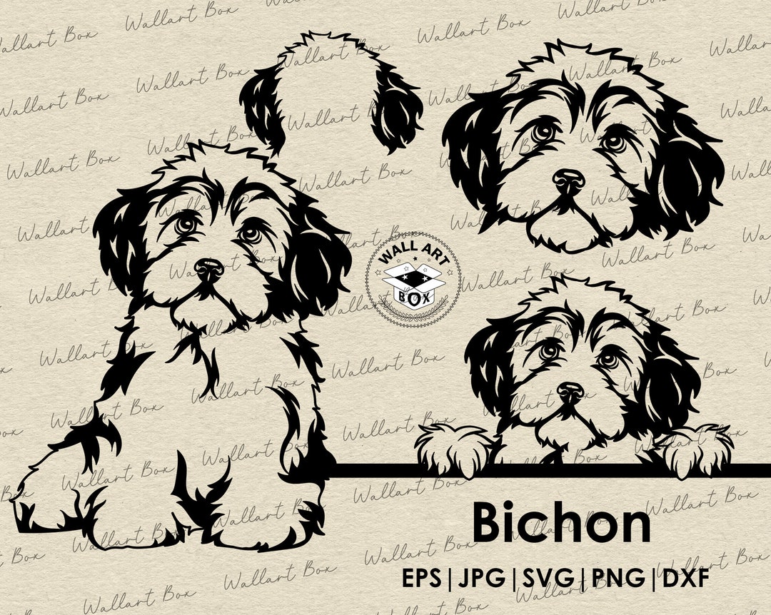 Bichon Frise Svg Cut File Dog Peeking for Cricut| Bichon Full Body Head ...