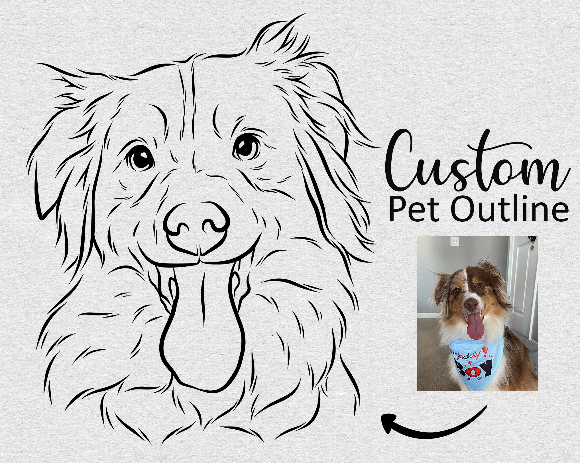 Custom Pet Outline Drawing, Dog Ear Drawing, Pet Tattoo Design, Cat ...