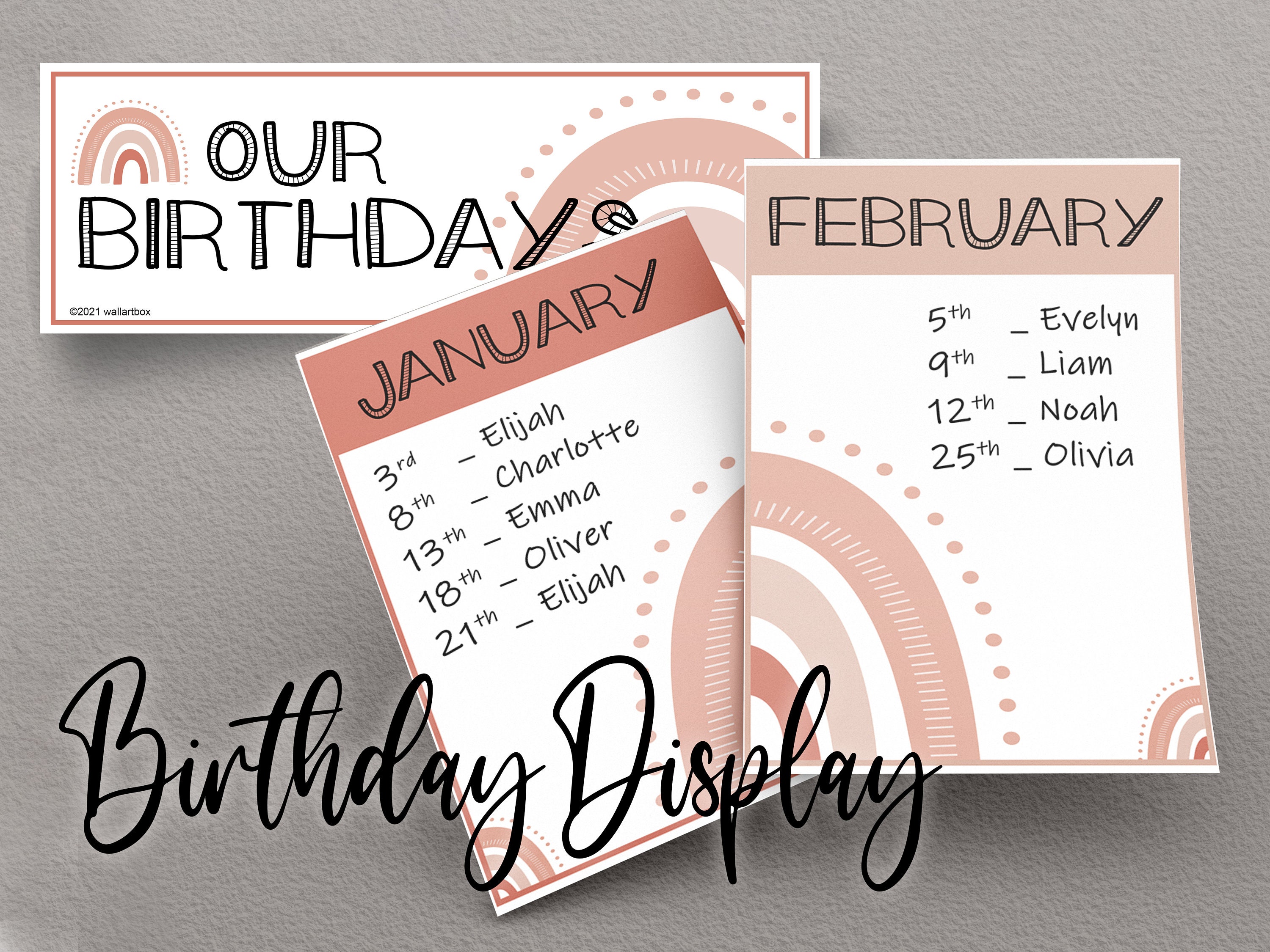 Boho Rainbow Birthday Classroom Display Classroom Monthly | Etsy