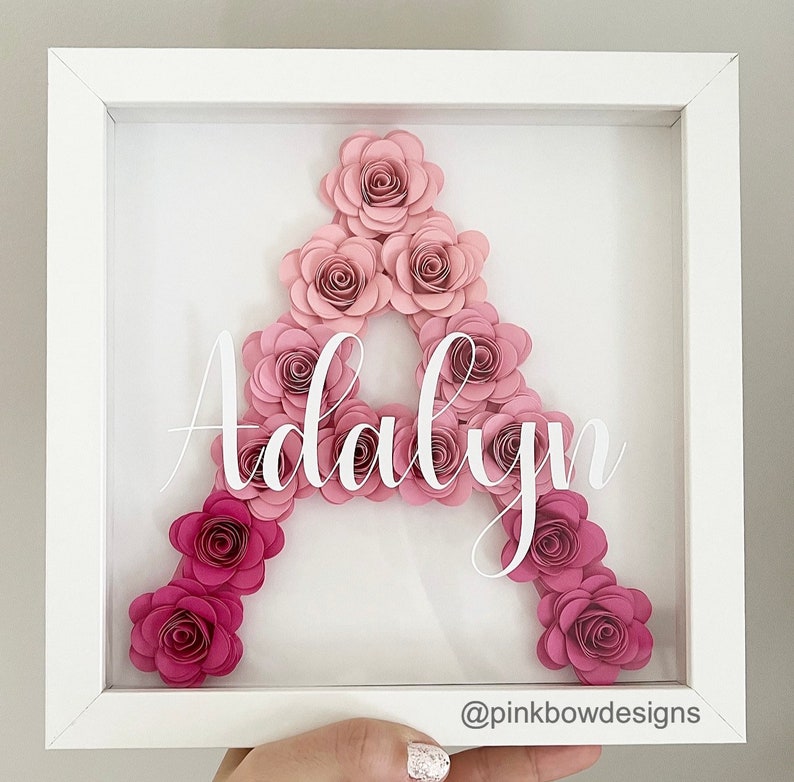Initial Flower Box Paper Flower Box Birthday Gift - Etsy