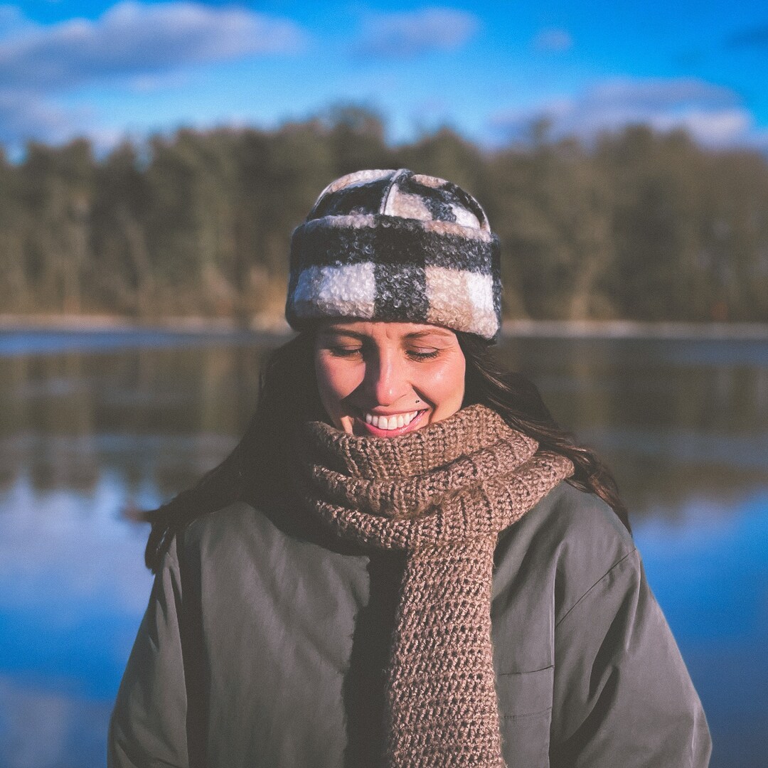 Sherpa Beanie, Extra Soft, Plaid Soft Hat, Winter Hat Made in Quebec ...