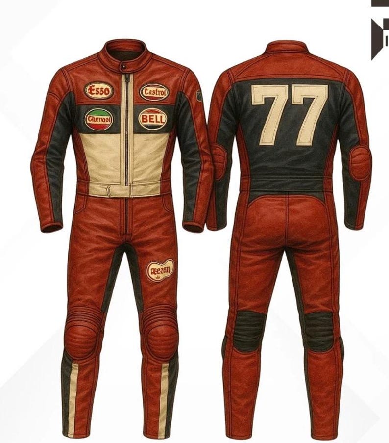 YLS Retro Style One-piece Motorcycle Suit – Men Leather Biker Racing ...