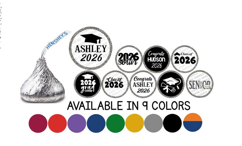 2026 Personalized Hershey Kiss Stickers (108) Graduation Party ...