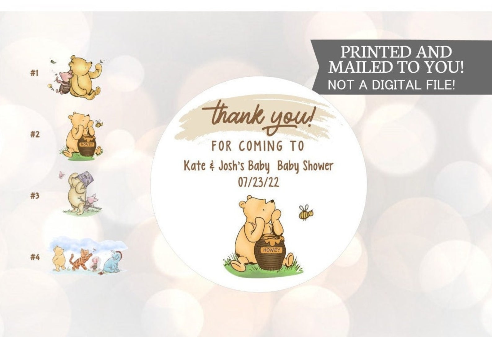 Winnie the Pooh, Thank You for Coming , Stickers, Baby Shower, Birthday ...