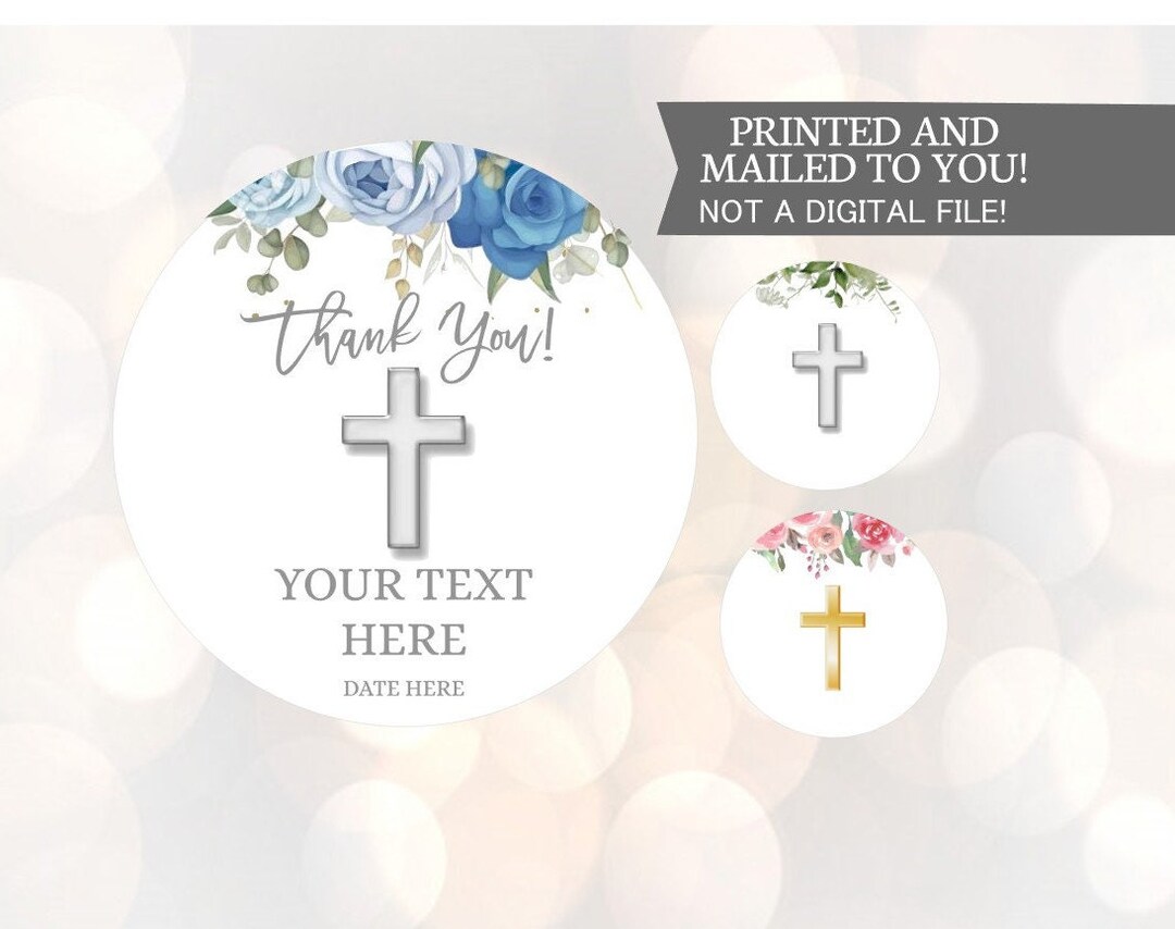 Baptism Cross Circle Labels, Boy, Girl, Baptism Sanitizer Labels ...