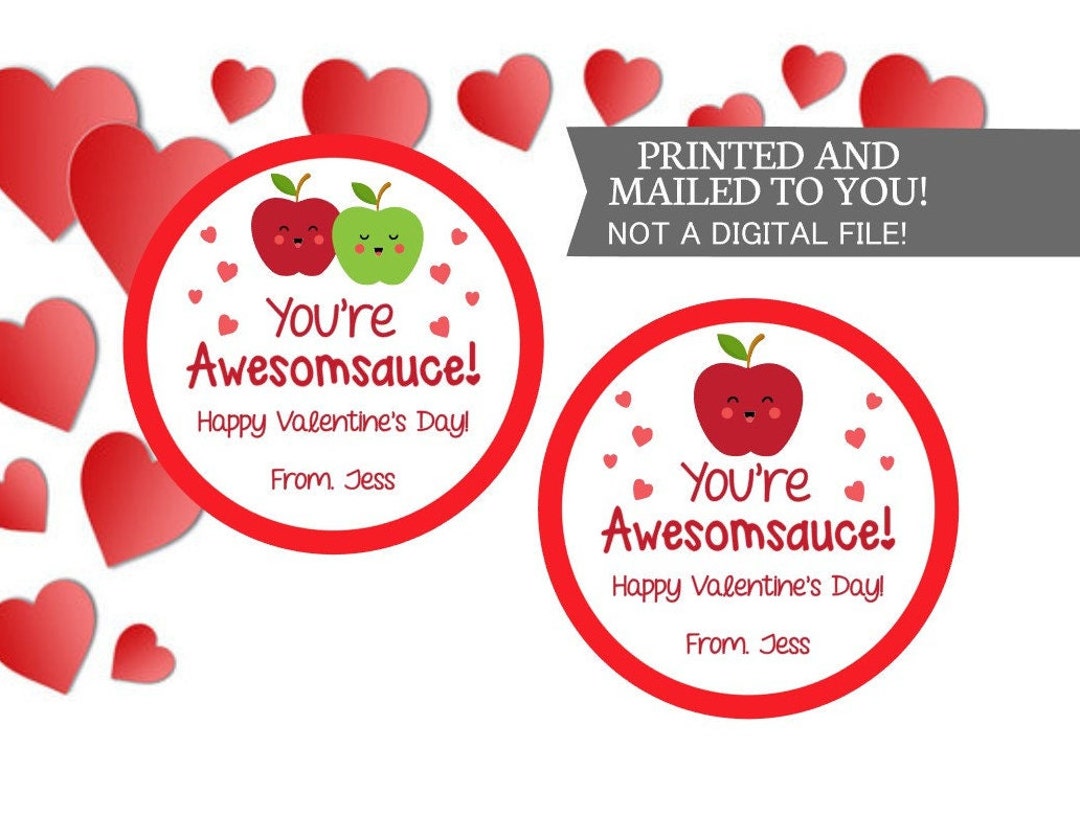 Apple Sauce School Valentines, Personalized Printable Applesauce ...