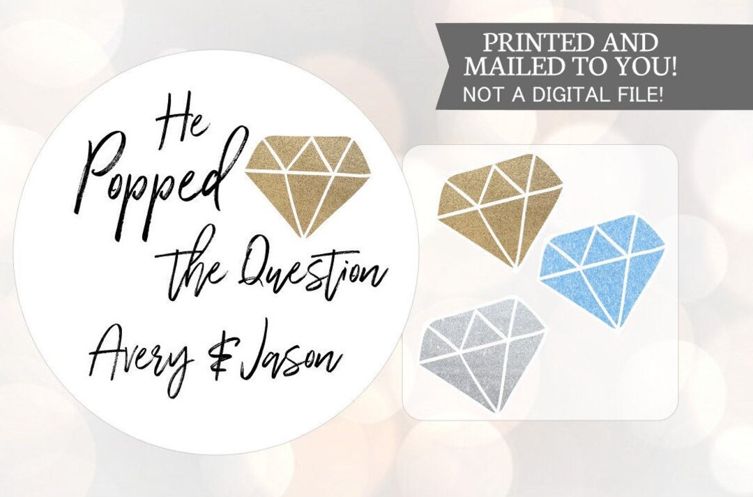 She Said Yes Stickers Engagement Party Stickers Diamond Stickers He ...