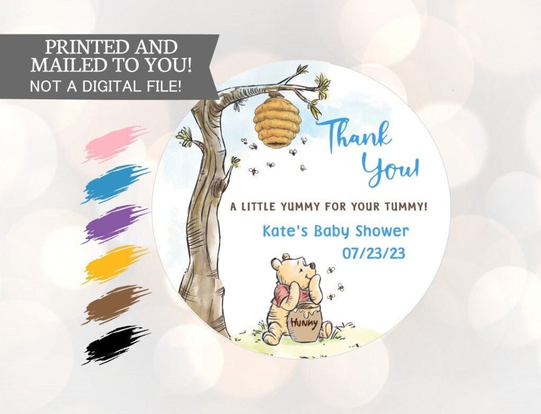 Winnie the Pooh, Little Yummy for Your Tummy, Stickers, Baby Shower ...