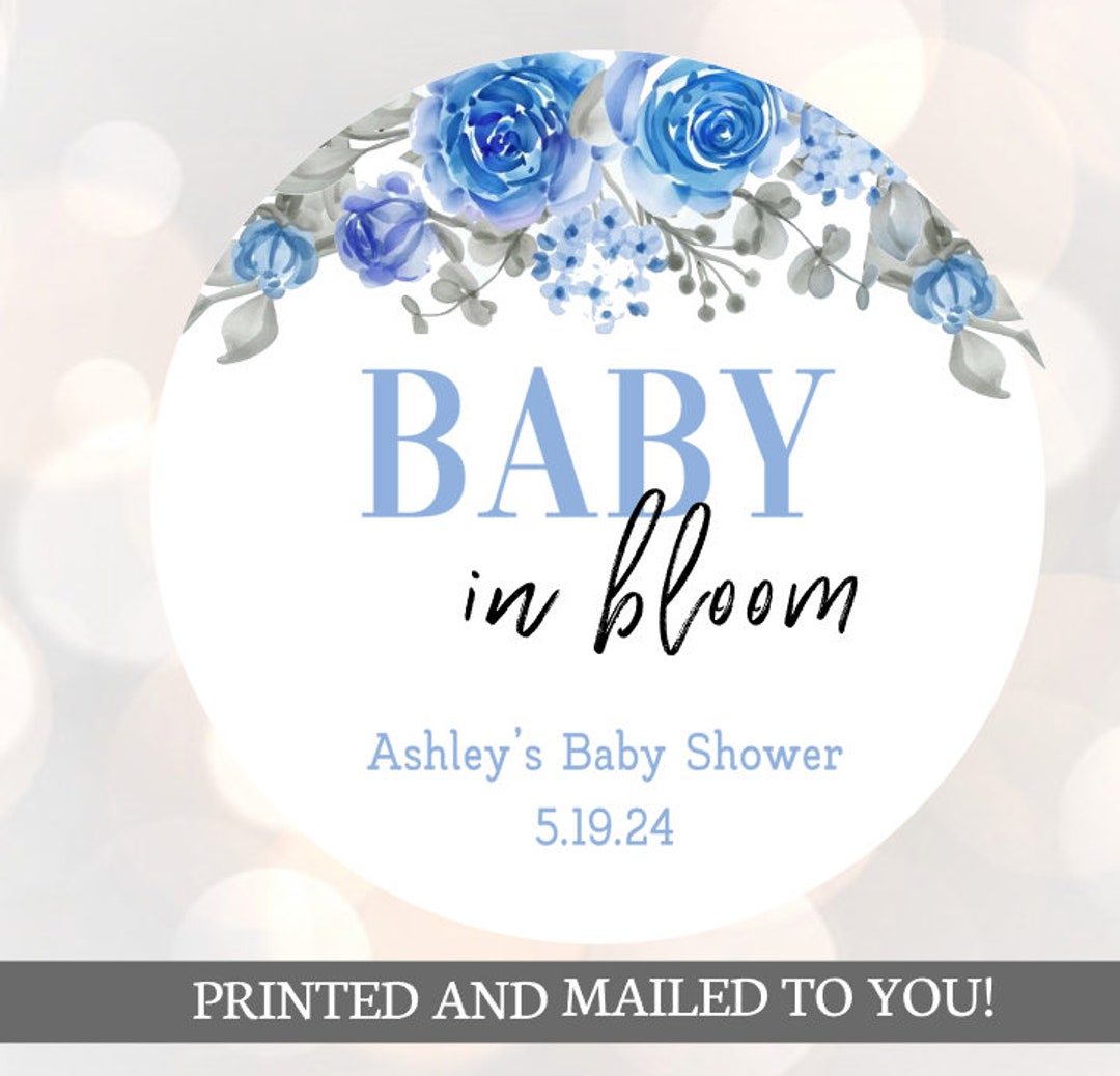 Baby in Bloom Baby Shower, Floral Stickers, Baby Shower Favor, Round ...
