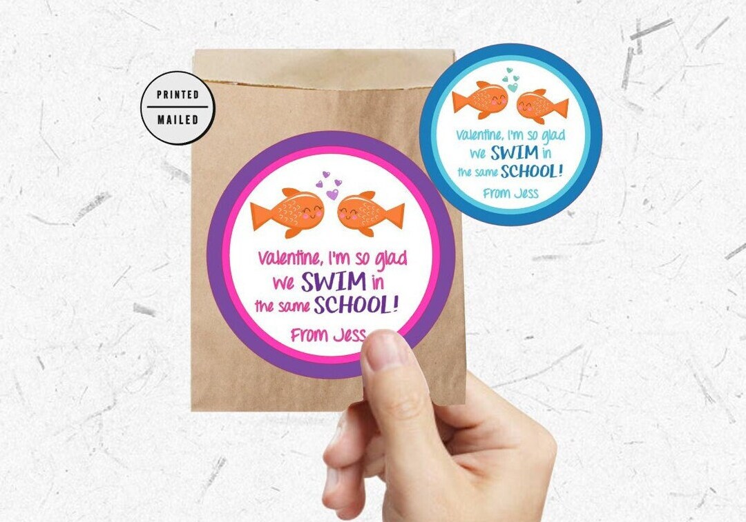Valentine's Day Stickers . so Glad We Swim in the Same School Goldfish ...