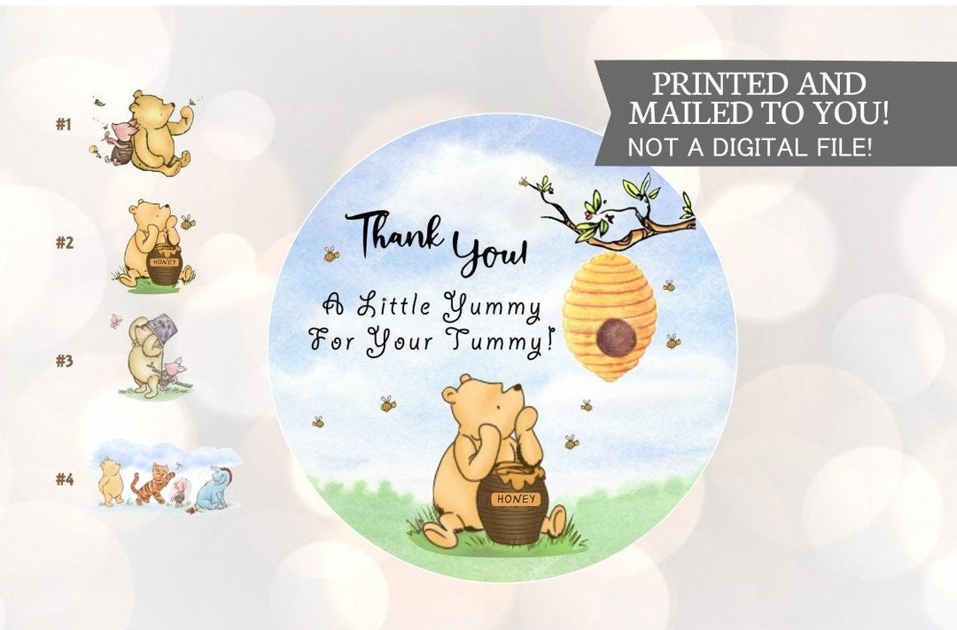 Winnie the Pooh, A Little Yummy for Your Tummy, Stickers, Baby Shower ...