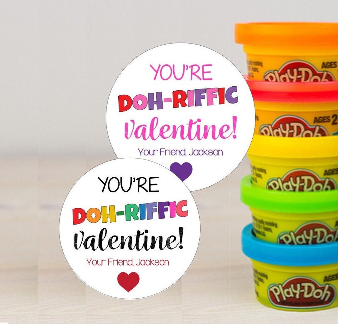 Playdough Valentine's Day Stickers, Doh-riffic, Personalized Stickers ...