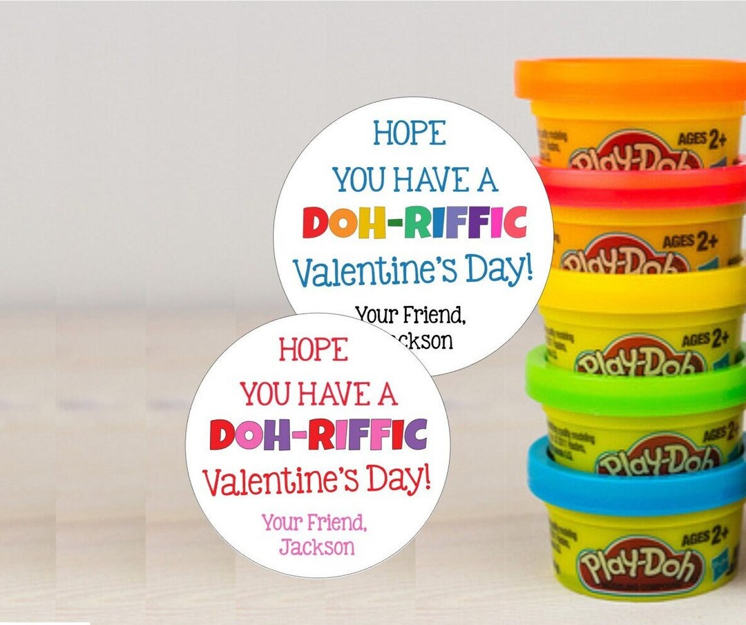 Playdough Valentine's Day Stickers, Doh-riffic , Personalized Custom ...