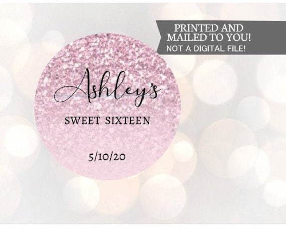 Sweet 16 Pink Glitter Ombre Thank You Stickers Sweet Sixteen | Etsy
