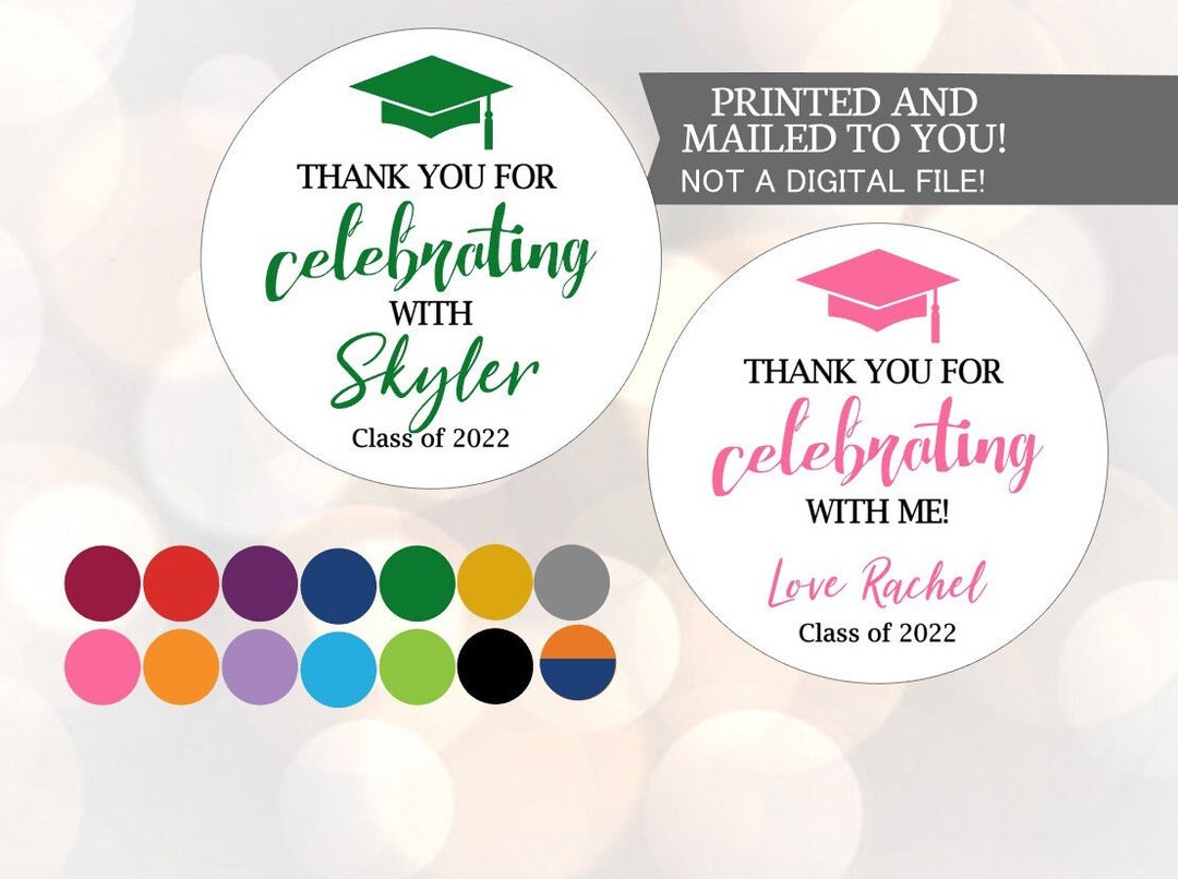 Graduation Thank You Stickers, Graduation Favor Stickers, Class of ...