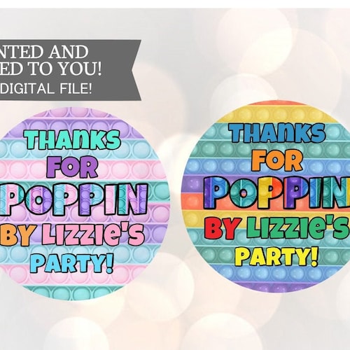 Pop It Stickers Birthday Party Pop It Party Fidget Toy Pop - Etsy