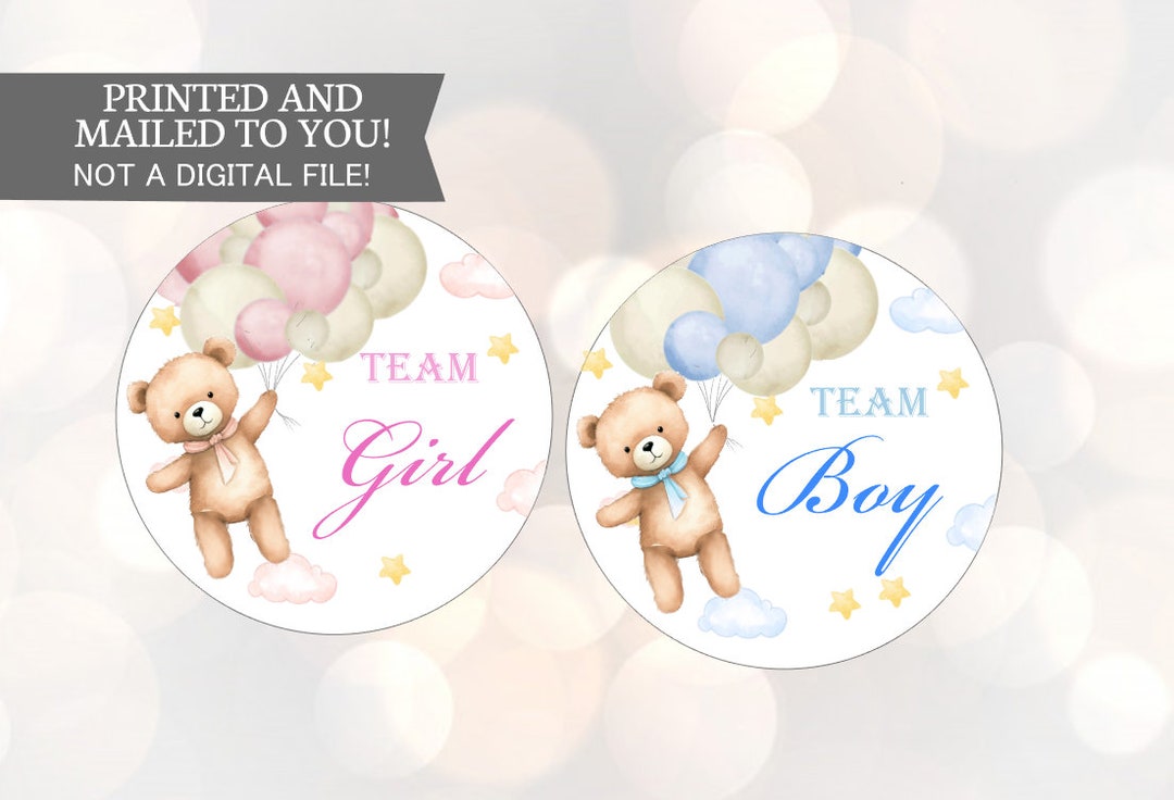 Team Boy Team Girl Gender Reveal Teddy Bear Baby Stickers, Gender ...