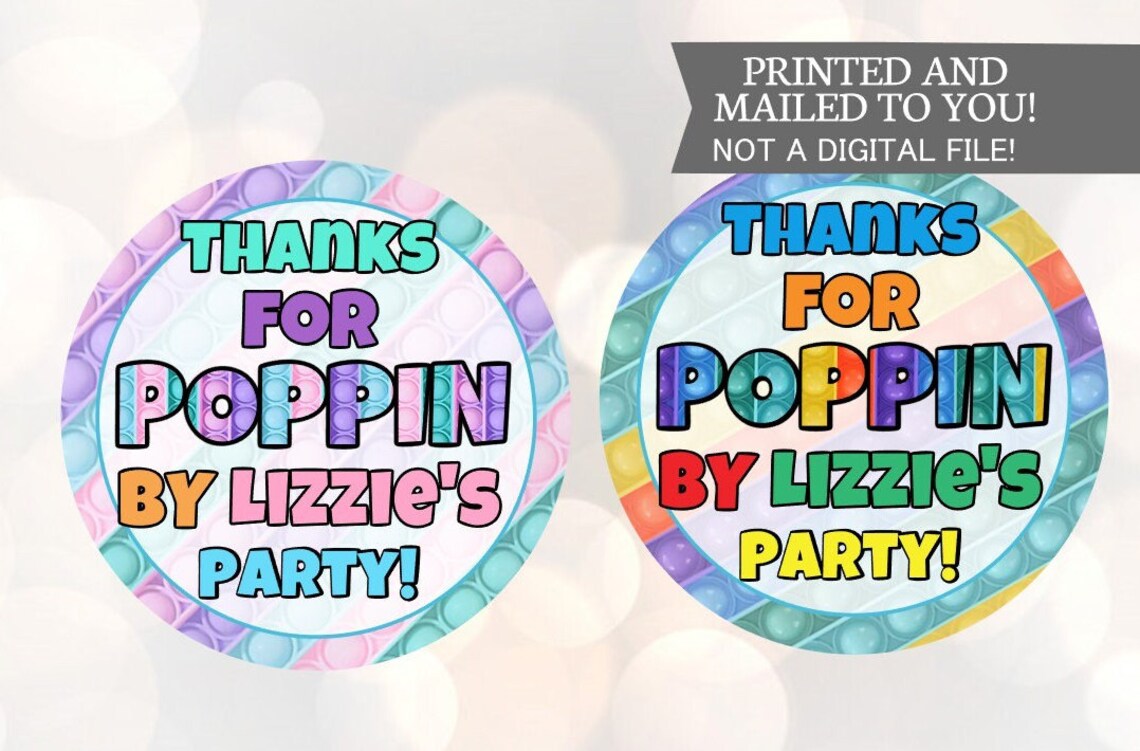 Pop It Stickers Birthday Party Pop It Party Fidget Toy Pop | Etsy