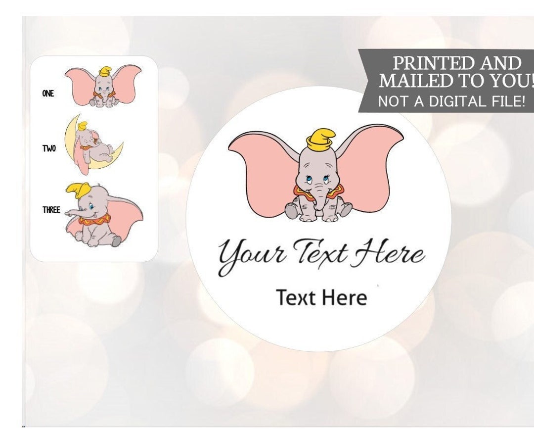 Dumbo Stickers, Circus Theme, Baby Shower, Birthday Party, Thank You ...