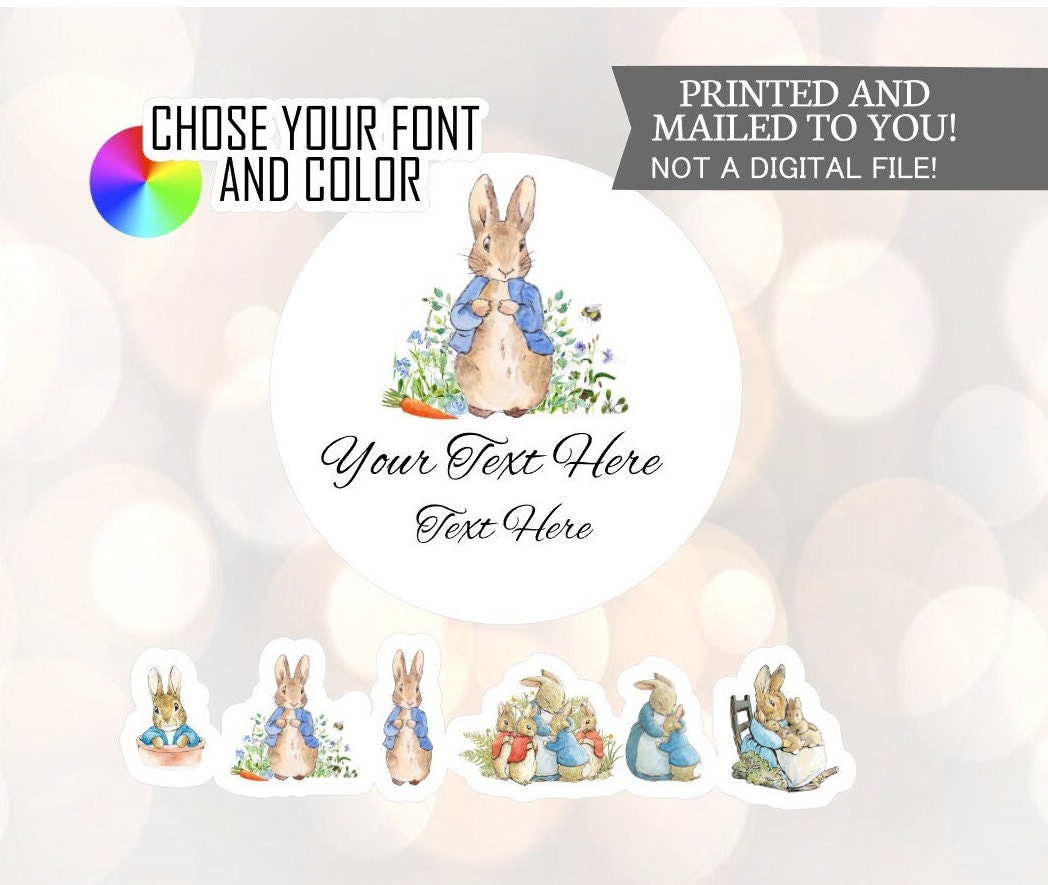 Peter Rabbit Stickers, BUNNY Theme, Baby Shower, Birthday Party, Thank ...